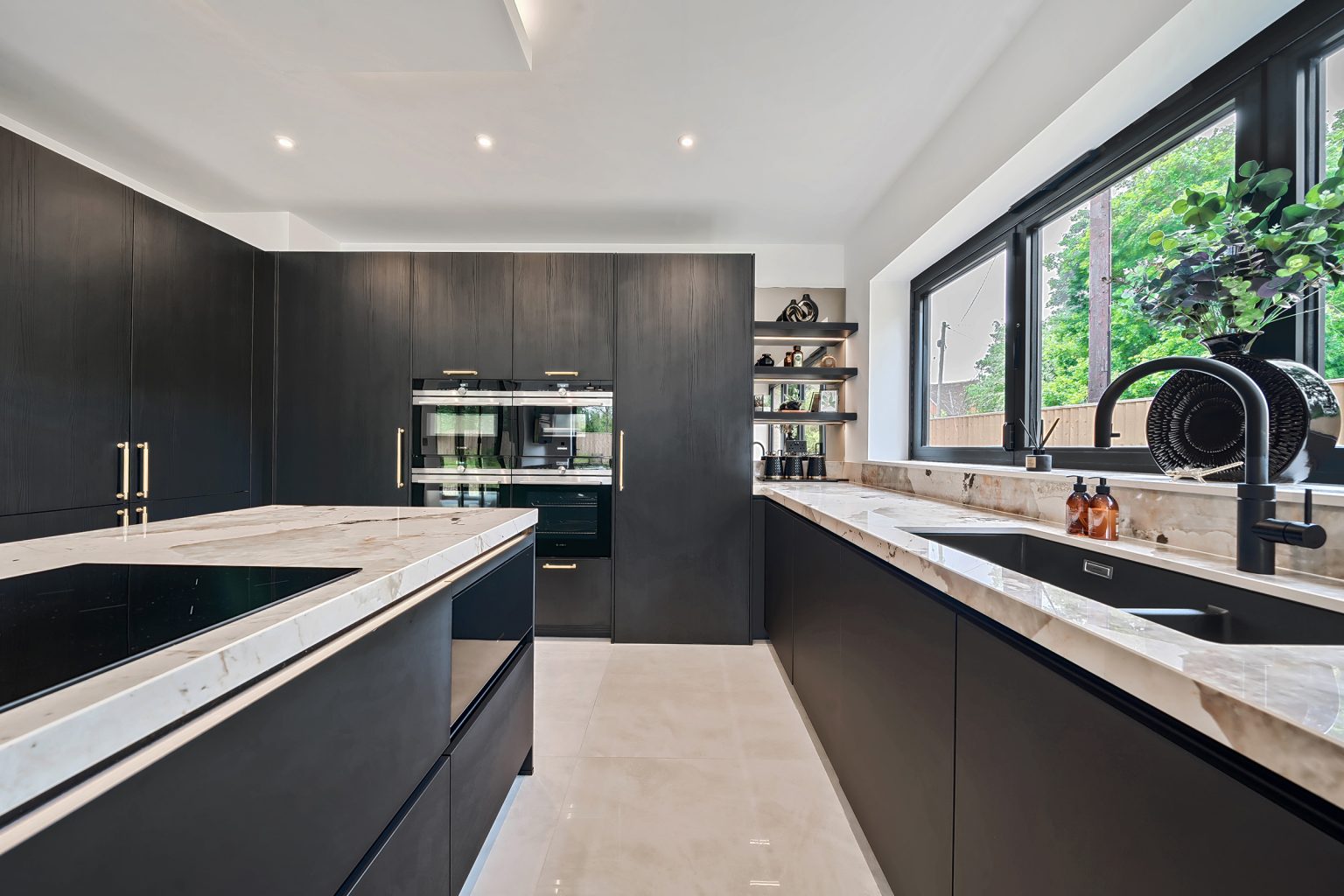A Stylish Open Plan Kitchen with a Layered Island